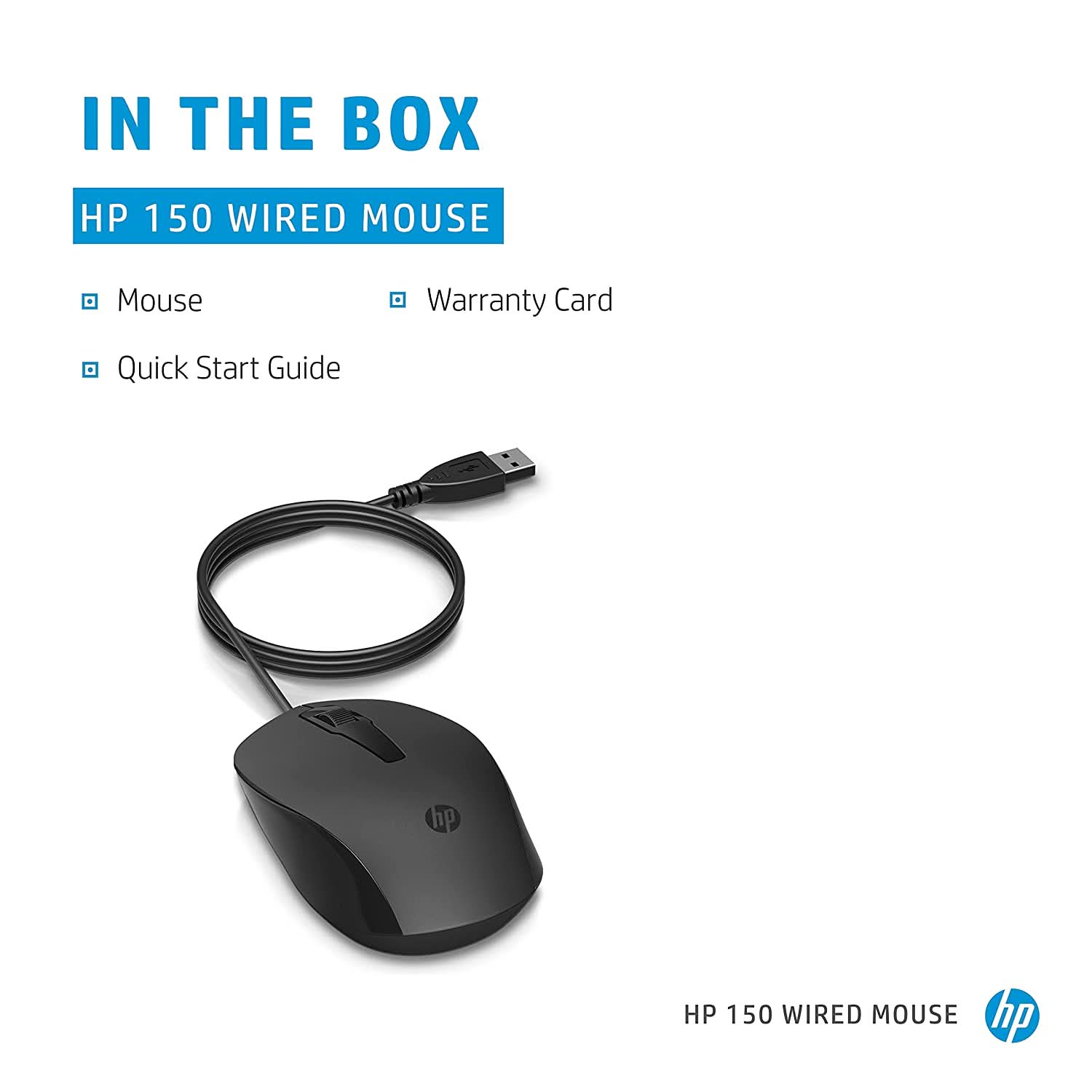 HP 150 WIRED MOUSE WIRED OPTICAL MOUSE (USB 2.0, BLACK) – Mehta ...