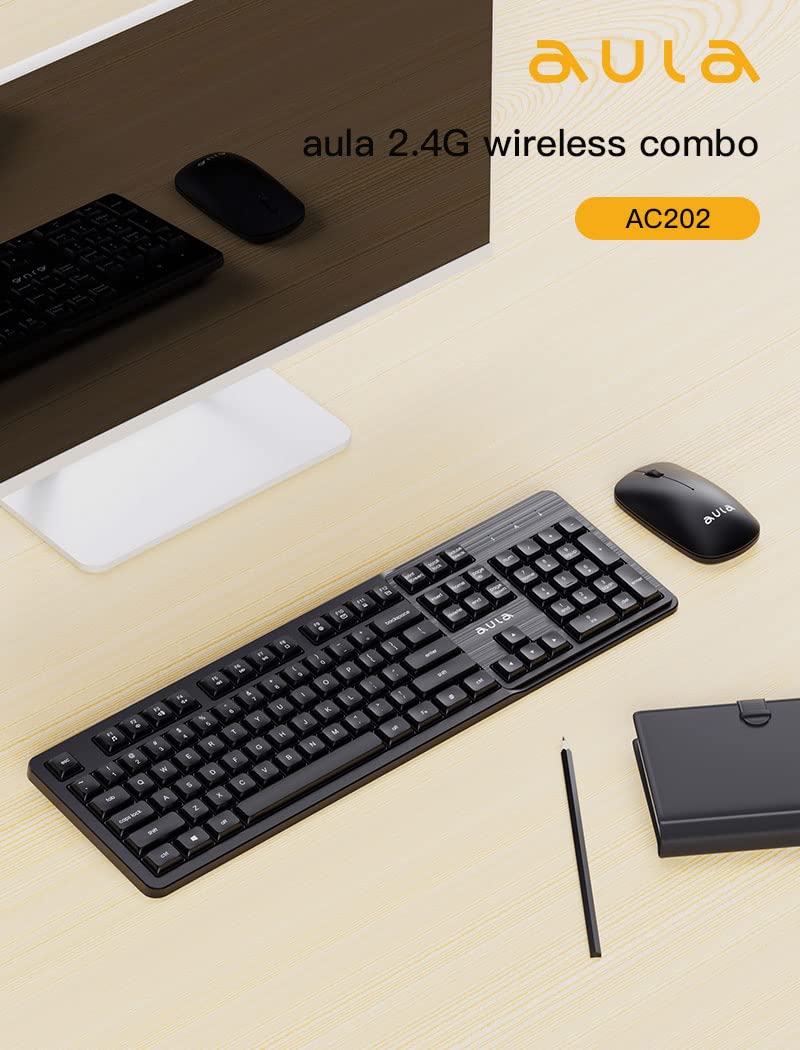AULA WIRELESS KEYBOARD & MOUSE COMBO,AC202B, BLACK – Mehta Brothers Shop