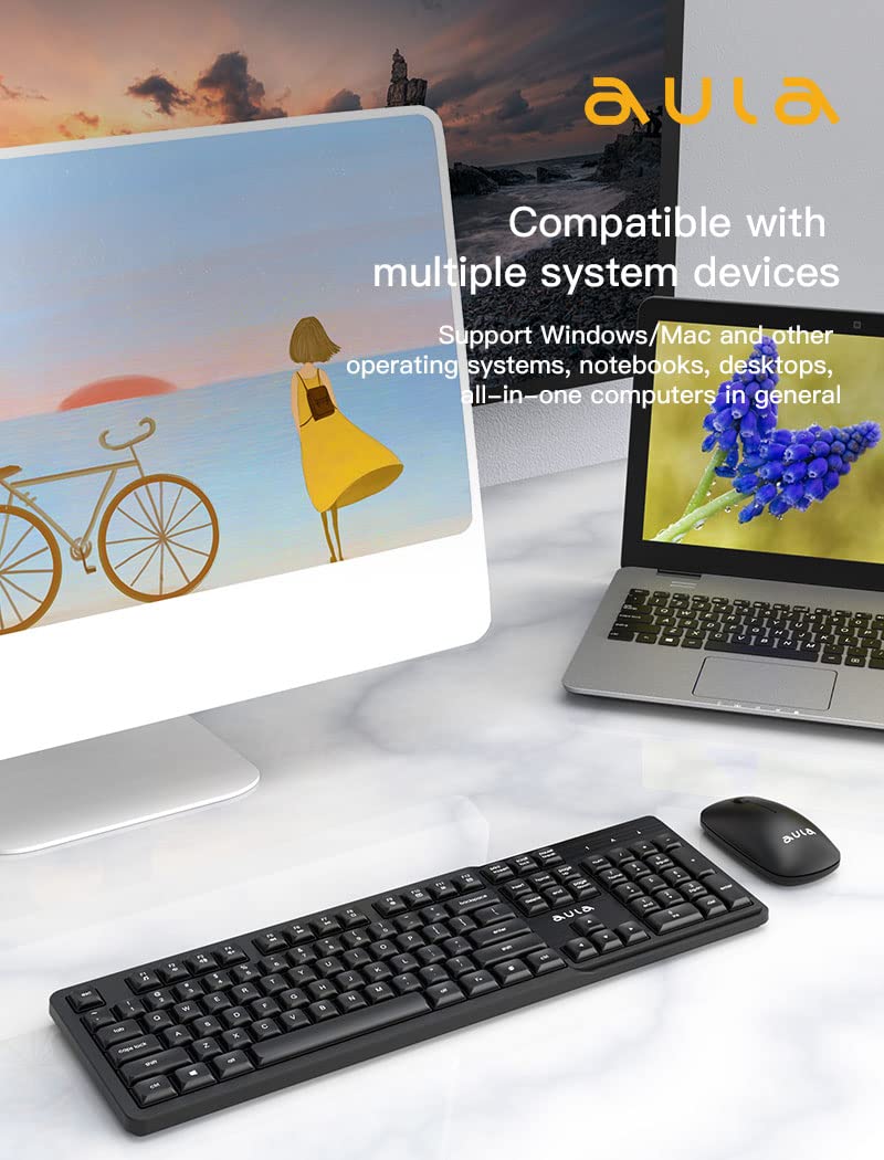 AULA WIRELESS KEYBOARD & MOUSE COMBO,AC202B, BLACK – Mehta Brothers Shop